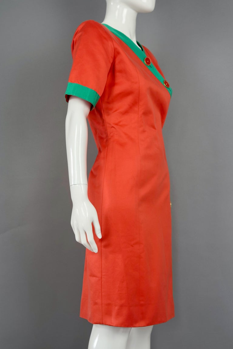 Vintage 1970s YVES SAINT LAURENT Ysl Color Block Dress For Sale at ...