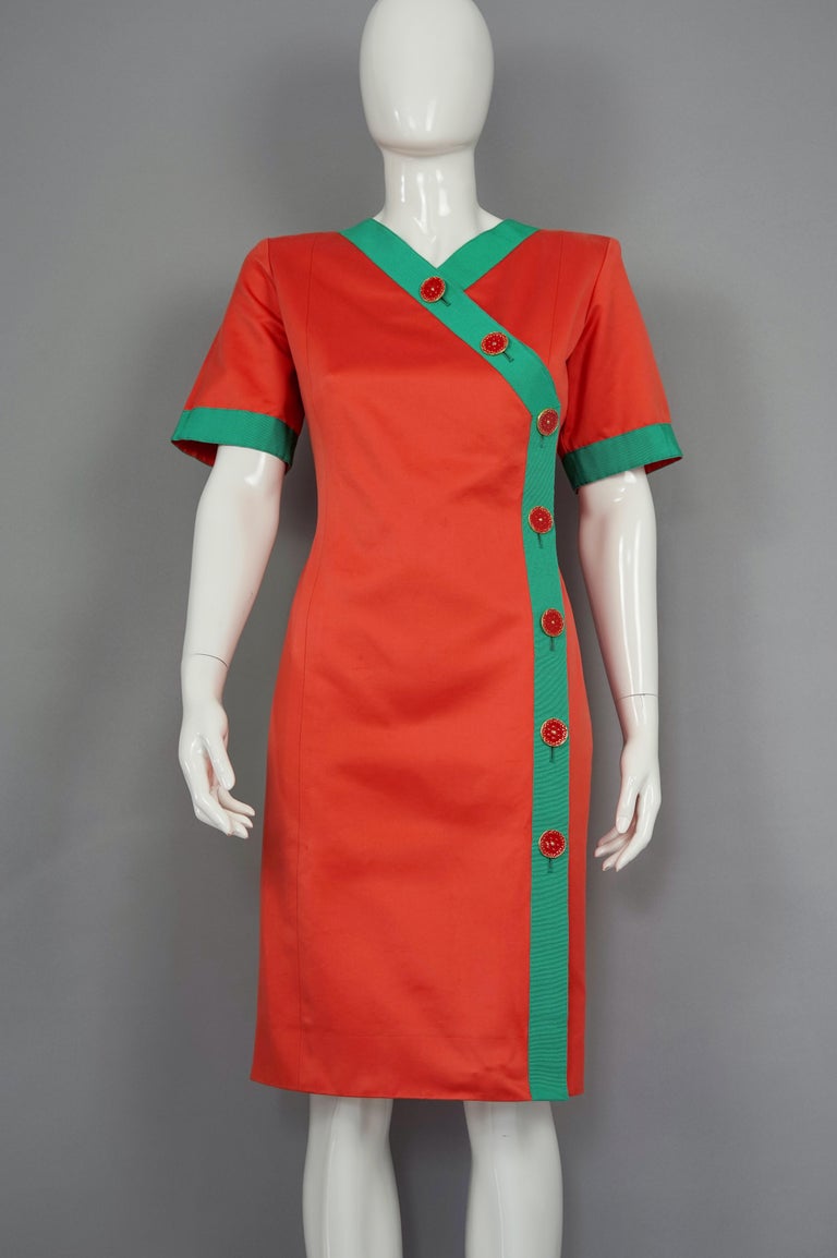 Vintage 1970s YVES SAINT LAURENT Ysl Color Block Dress For Sale at ...