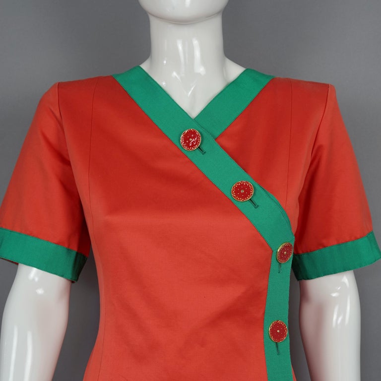Vintage 1970s YVES SAINT LAURENT Ysl Color Block Dress For Sale at ...