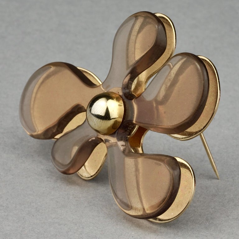 Vintage 1971 CHRISTIAN DIOR Lucite Flower Brooch For Sale at 1stDibs