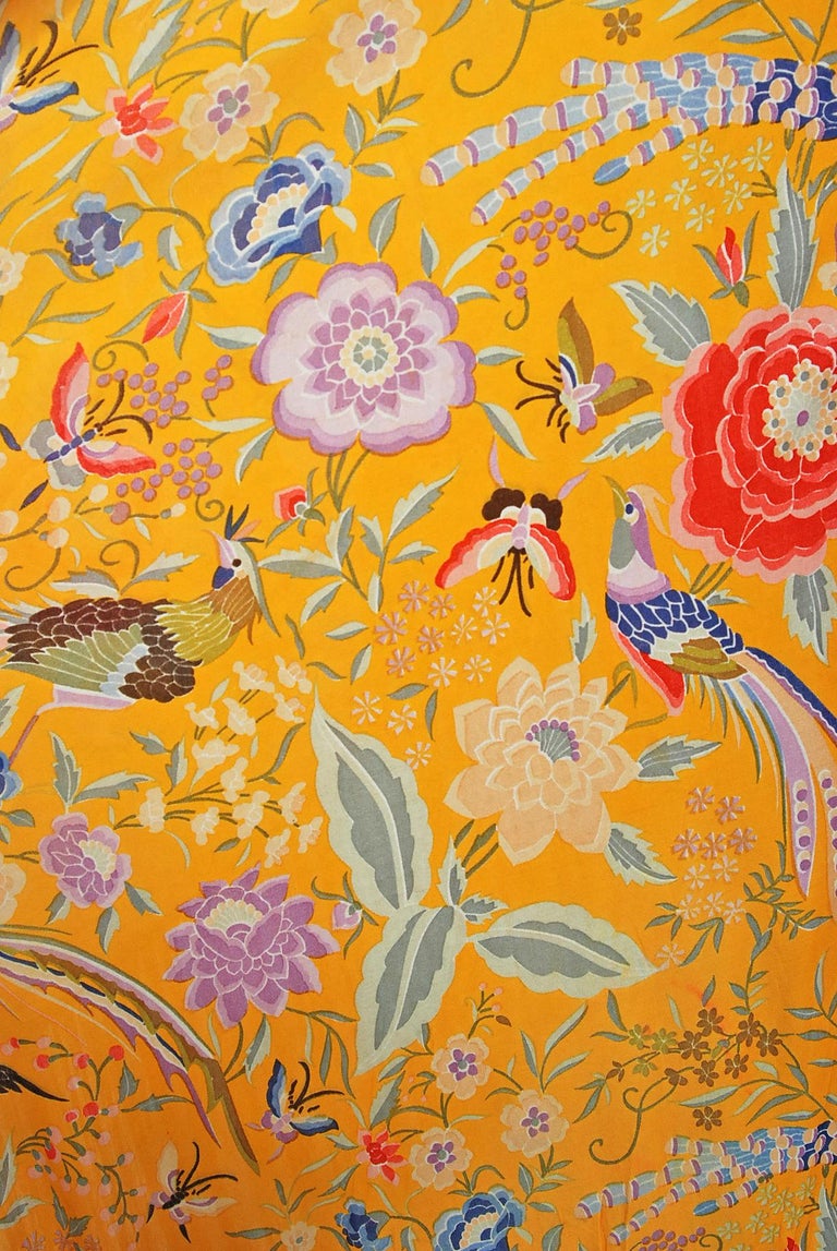 Vintage 1971 Missoni Couture Floral Bird Print Silk-Jersey Fringe ...