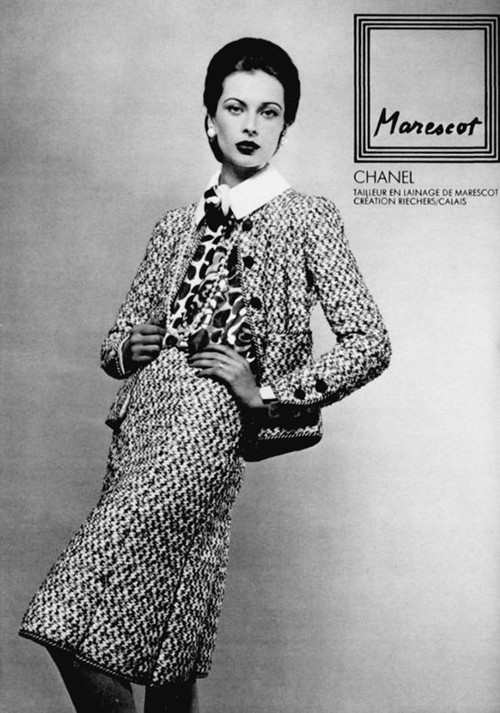 Vintage 1973 Chanel Haute Couture Red Black Ivory Wool Tweed Jacket and ...