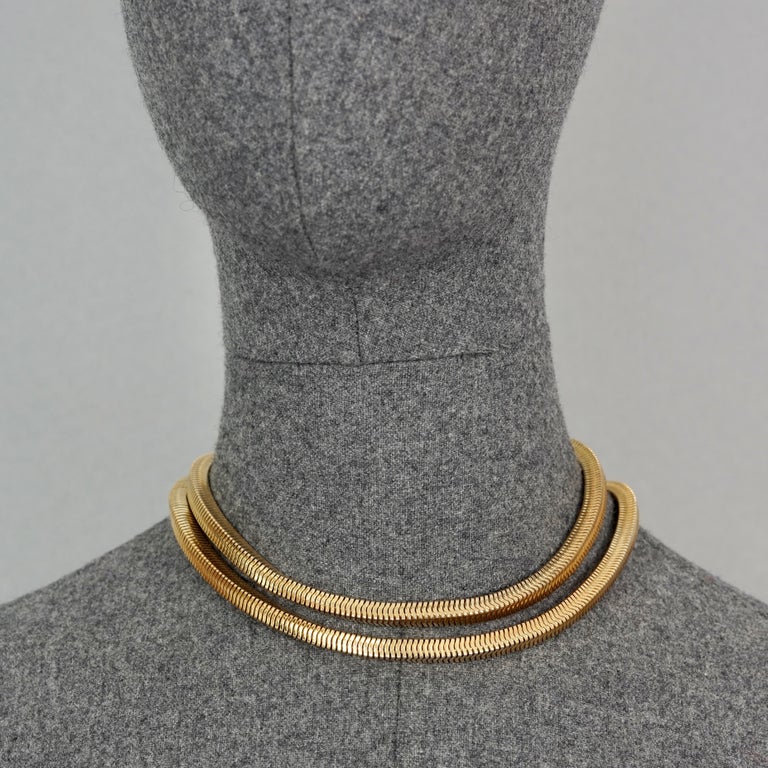 Vintage 1973 CHRISTIAN DIOR Gold Snake Chain Necklace For Sale at 1stDibs