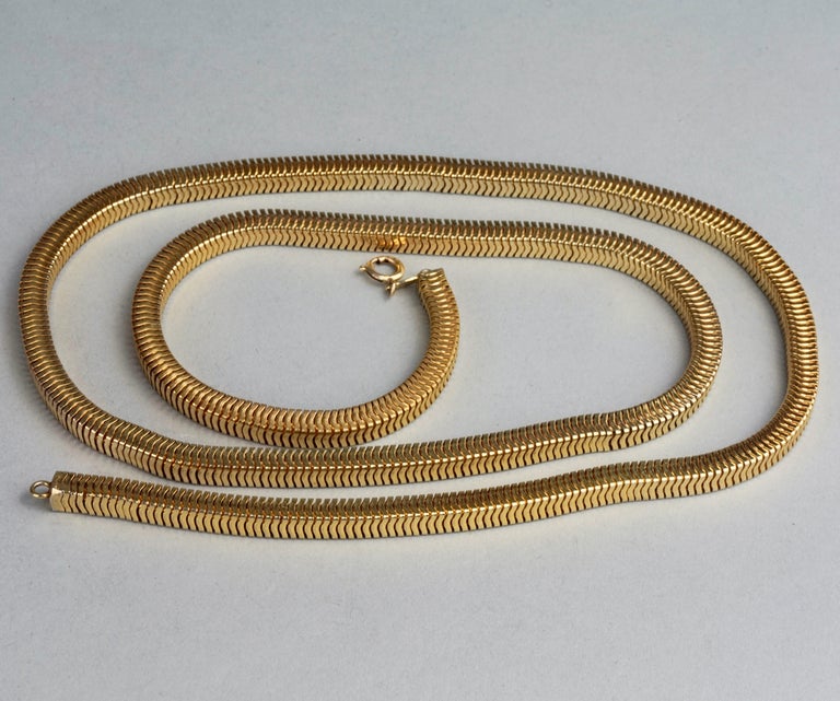 Vintage 1973 CHRISTIAN DIOR Gold Snake Chain Necklace For Sale at 1stDibs