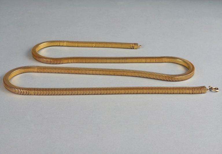 Vintage 1973 CHRISTIAN DIOR Gold Snake Chain Necklace For Sale at 1stDibs
