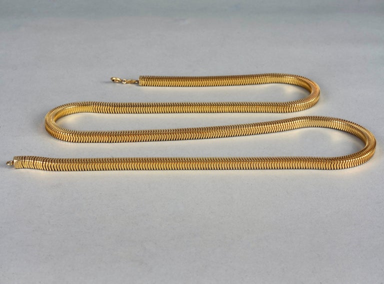Vintage 1973 CHRISTIAN DIOR Gold Snake Chain Necklace For Sale at 1stDibs
