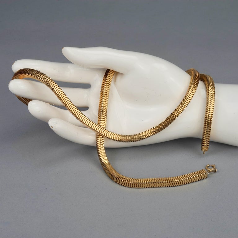 Vintage 1973 CHRISTIAN DIOR Gold Snake Chain Necklace For Sale at 1stDibs