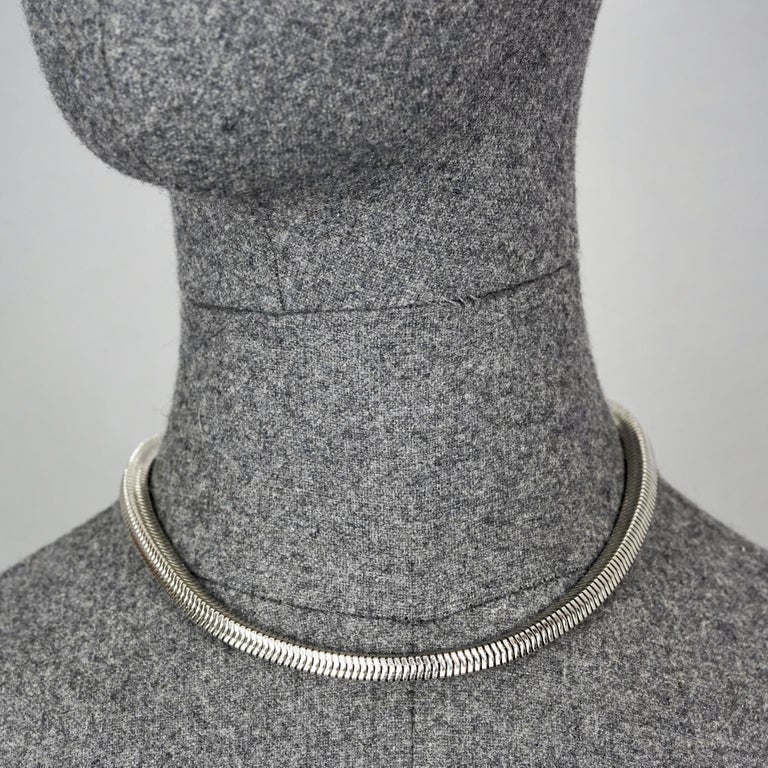 Vintage 1973 CHRISTIAN DIOR Snake Chain Silver Necklace For Sale at 1stDibs