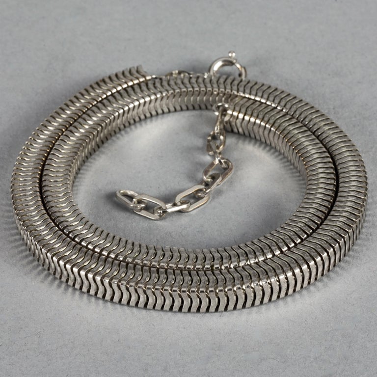 Vintage 1973 CHRISTIAN DIOR Snake Chain Silver Necklace For Sale at 1stDibs
