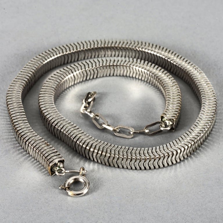 Vintage 1973 CHRISTIAN DIOR Snake Chain Silver Necklace For Sale at 1stDibs
