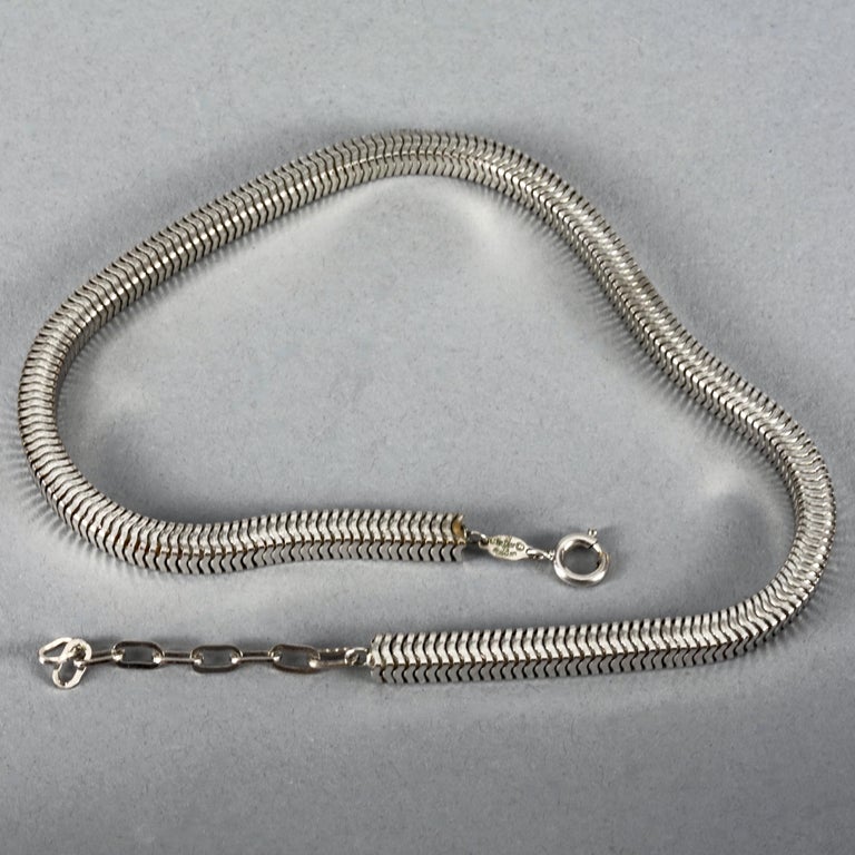 Vintage 1973 CHRISTIAN DIOR Snake Chain Silver Necklace For Sale at 1stDibs
