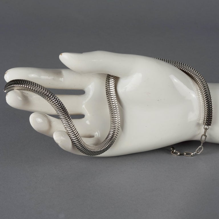 Vintage 1973 CHRISTIAN DIOR Snake Chain Silver Necklace For Sale at 1stDibs