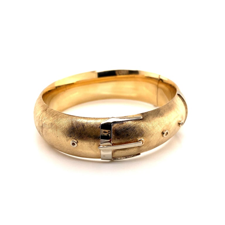 Vintage 1980’s 14k Yellow Gold Belt Design Bangle Bracelet For Sale at ...