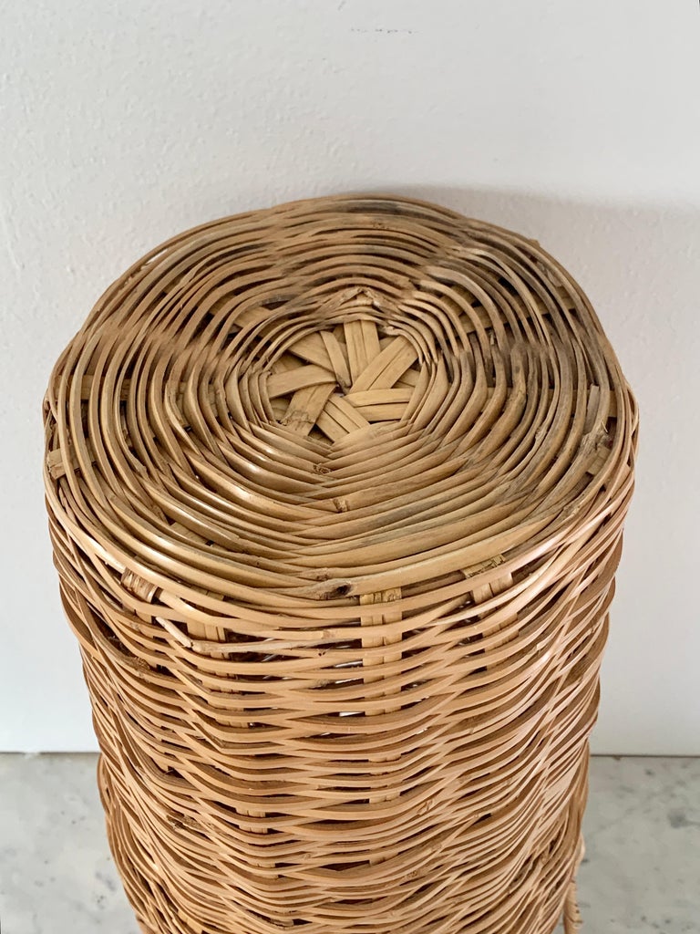 Vintage 1980s Boho Wicker Amphora Vase Basket For Sale at 1stDibs