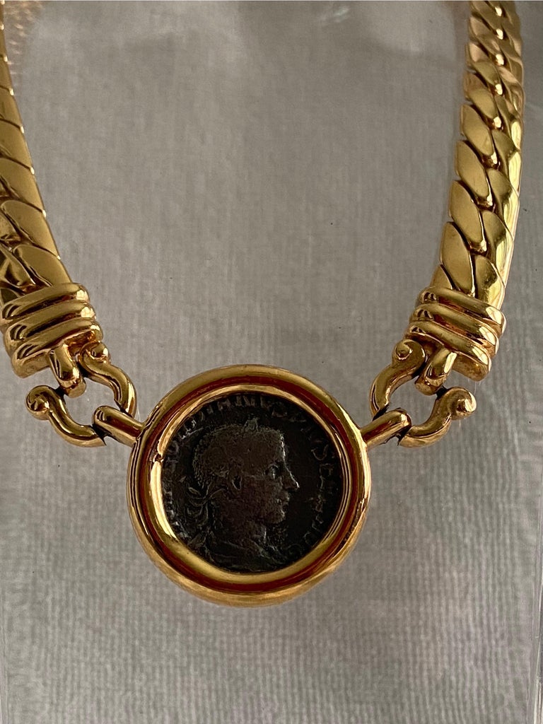 Vintage 1980’s Carolee Omega Gold Tone Necklace Choker with Faux Roman ...