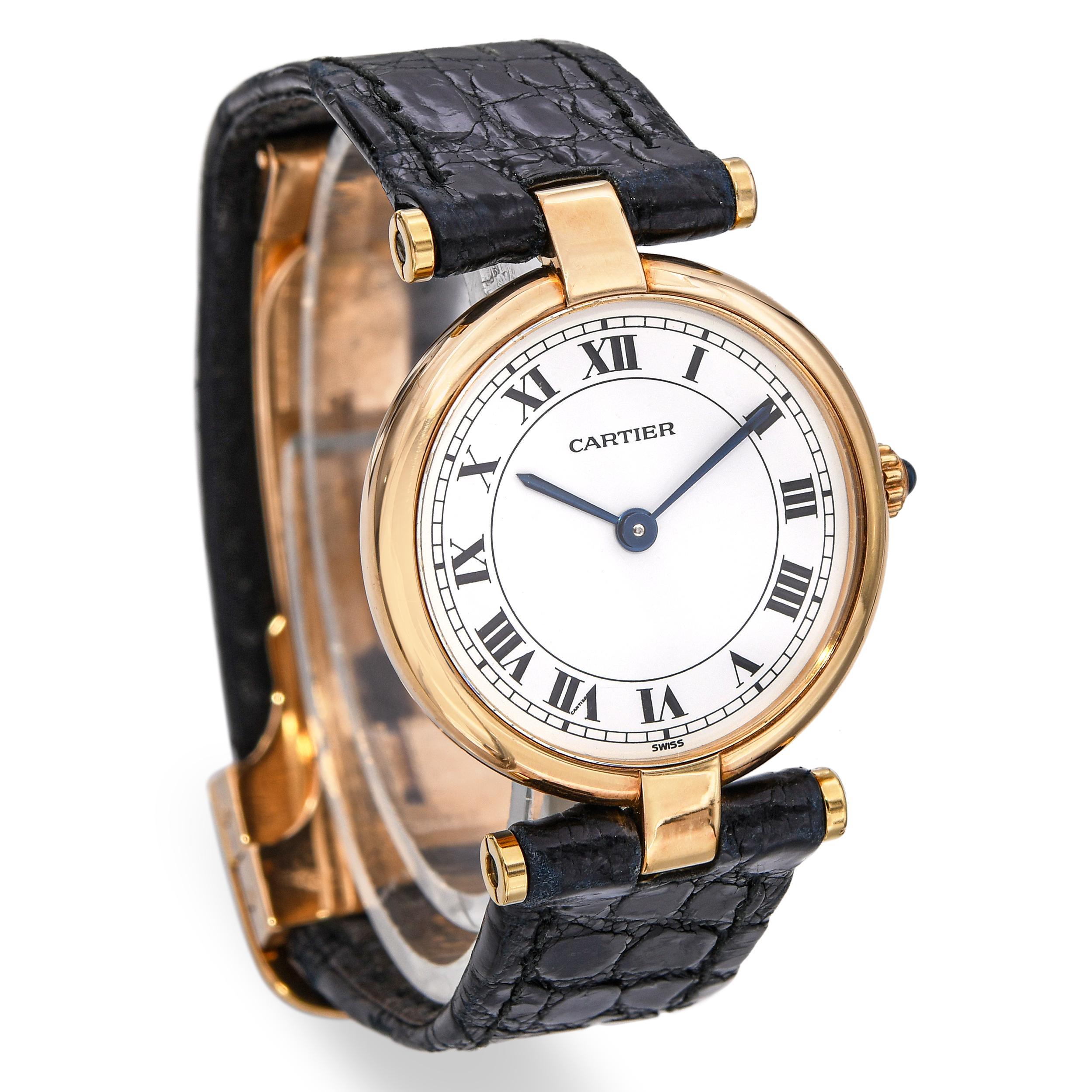 Vintage 1980s Cartier Vendome 18k Gold Watch Ref. 8100 For Sale at 1stDibs