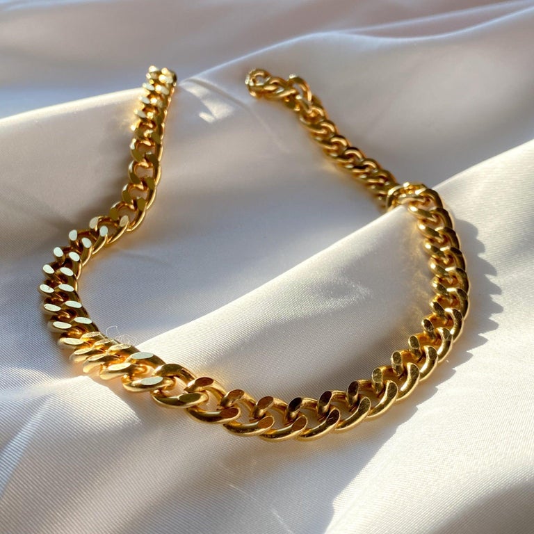 Vintage 1980s Chain Necklace - 18 Carat Gold Plated Vintage Deadstock ...