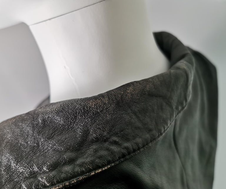 Vintage 1980s cropped Leather jacket, tie front For Sale at 1stDibs