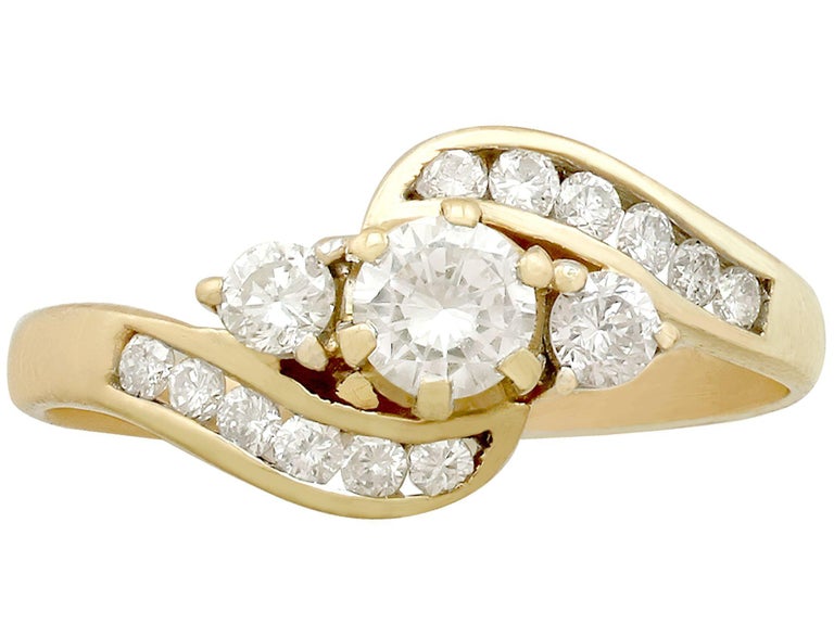 Vintage 1980s Diamond and Yellow Gold Twist Ring at 1stDibs | 1980s ...