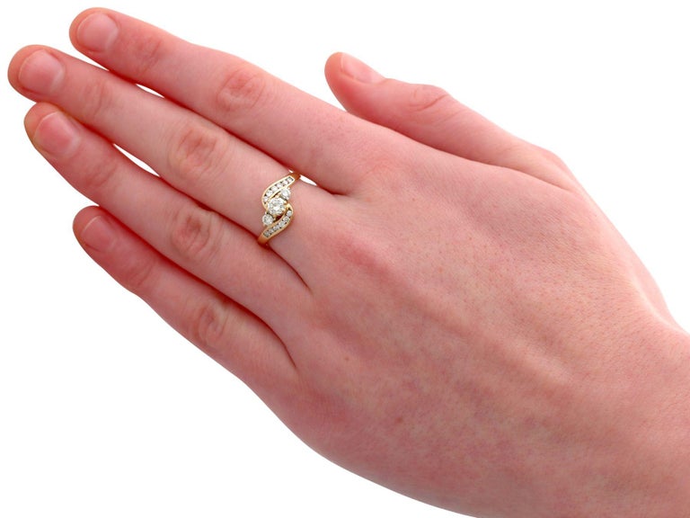 Vintage 1980s Diamond and Yellow Gold Twist Ring at 1stDibs | 1980s ...