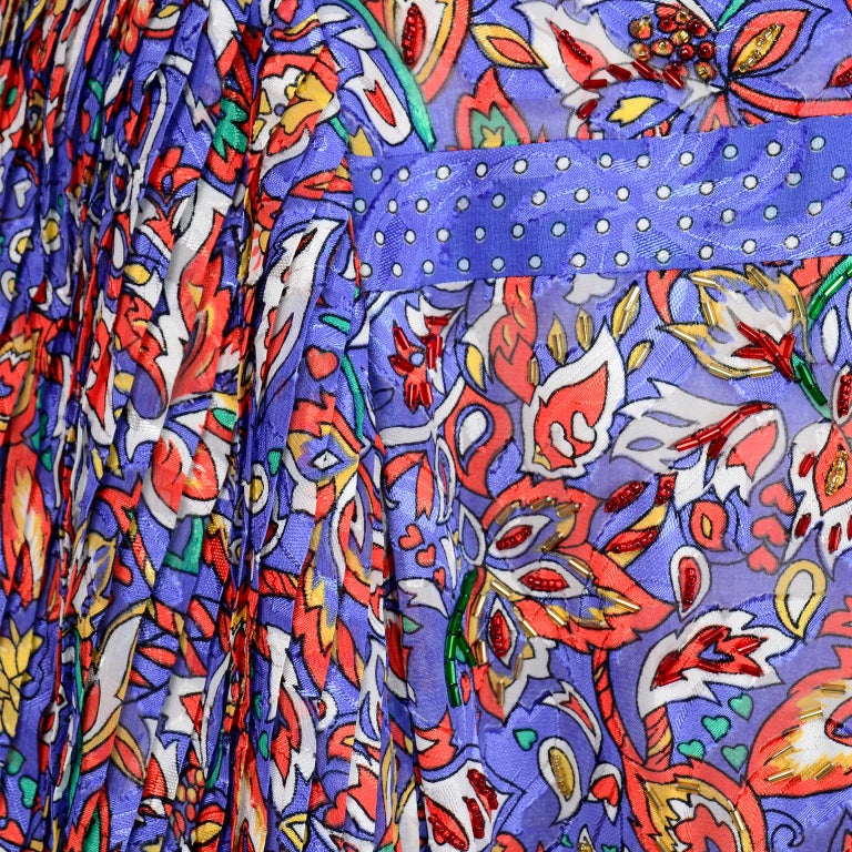 Vintage 1980s Diane Freis Colorful Mixed Pattern Print Beaded Dress W ...