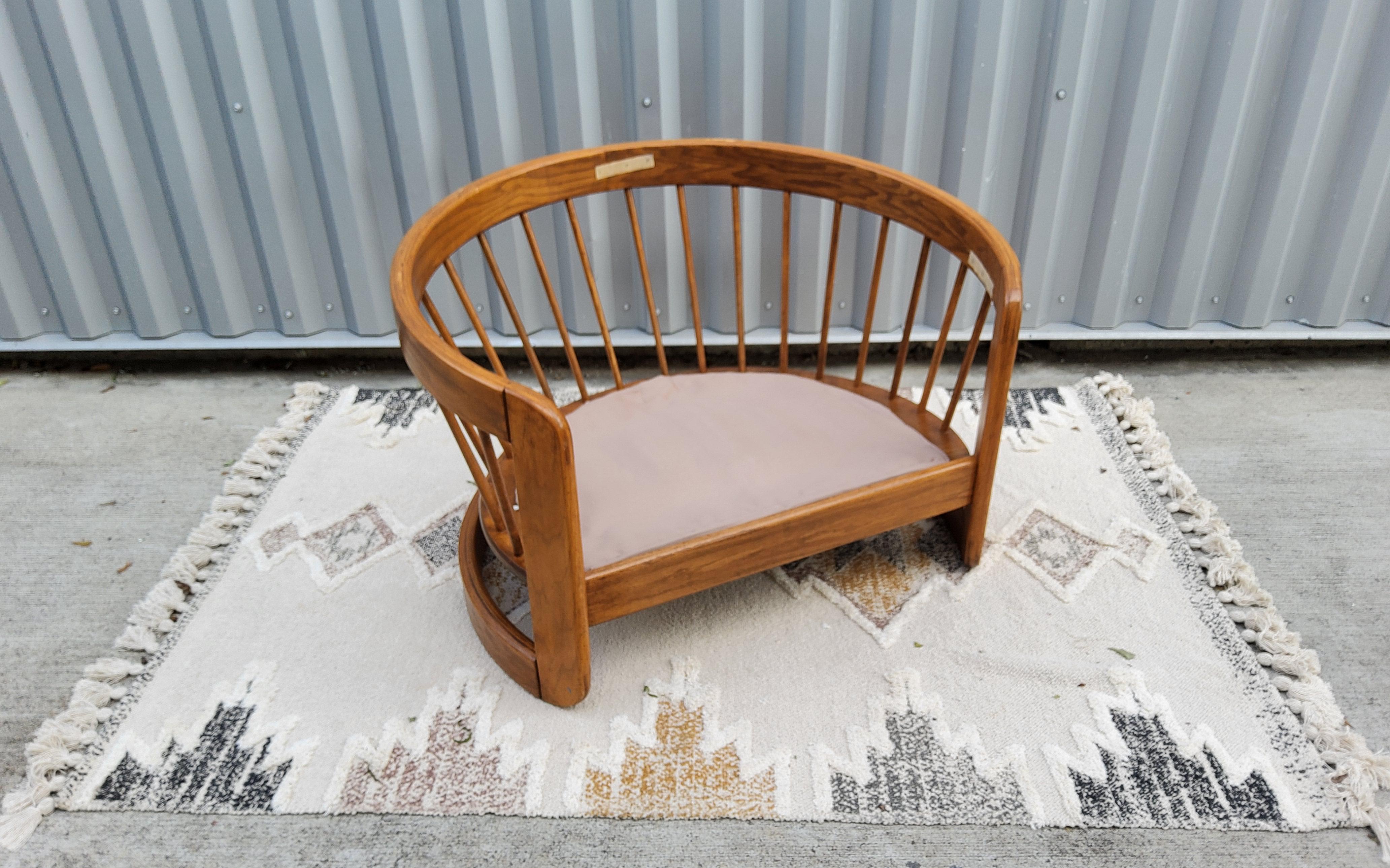 Vintage 1980s Disco Era Solid Oak Lounge Chair and Ottoman For Sale at ...