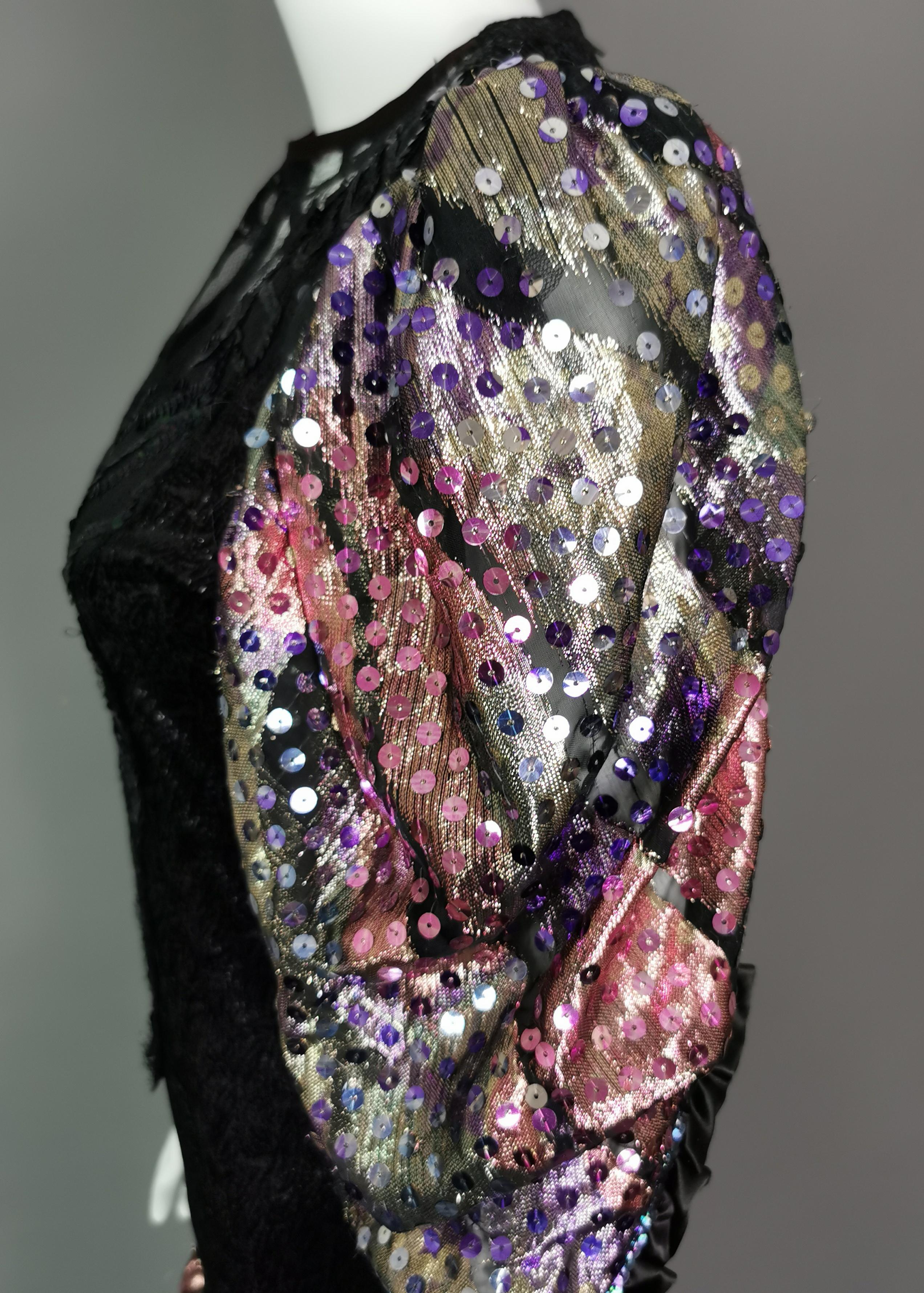 Vintage 1980s French cocktail dress, sequin, lace, wet look For Sale at ...