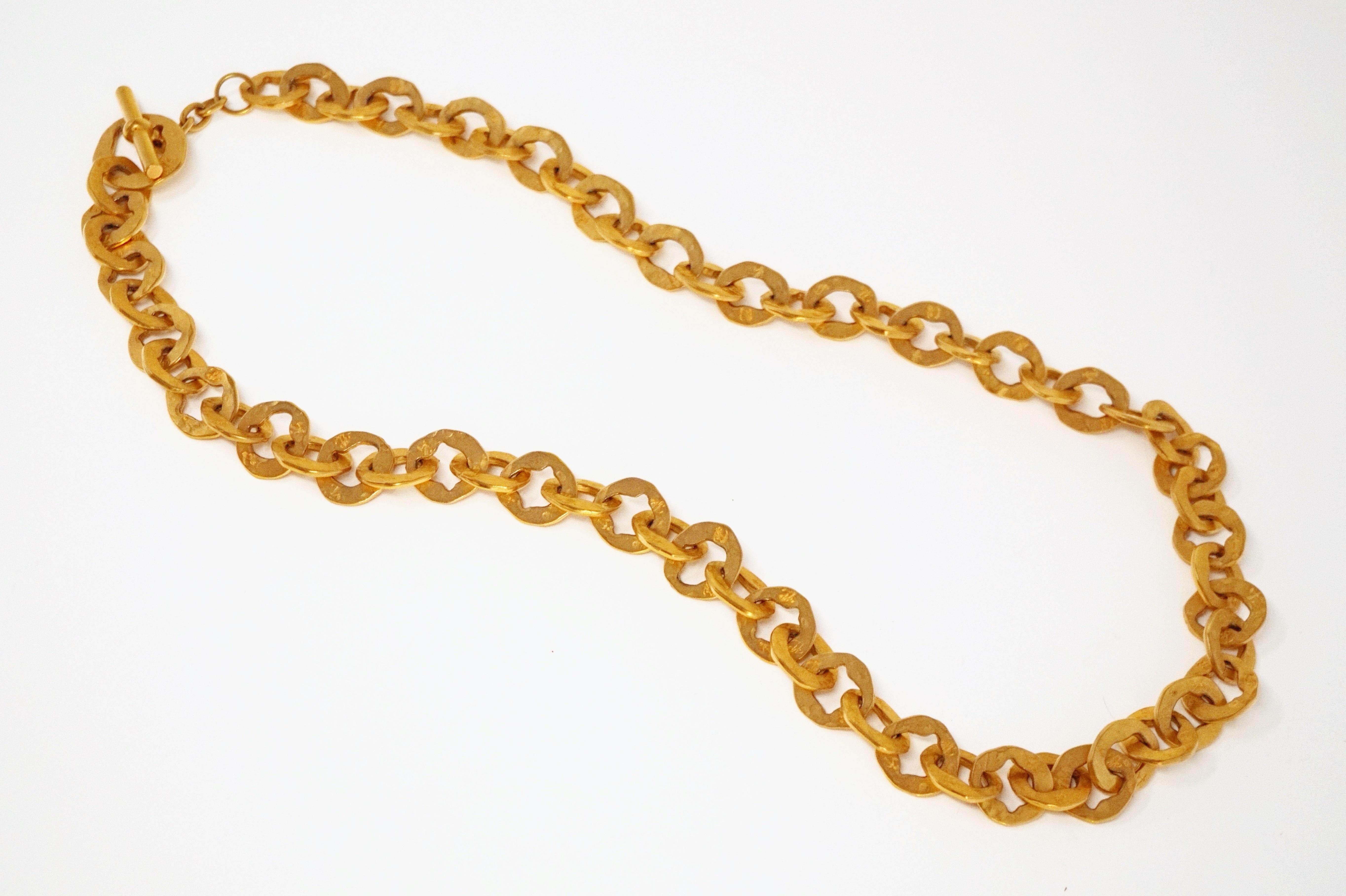 Vintage 1980s Karl Lagerfeld Chunky Gilded Logo Chain Necklace, Signed ...