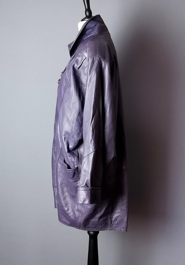 Vintage 1980s oversized leather jacket, purple For Sale at 1stDibs