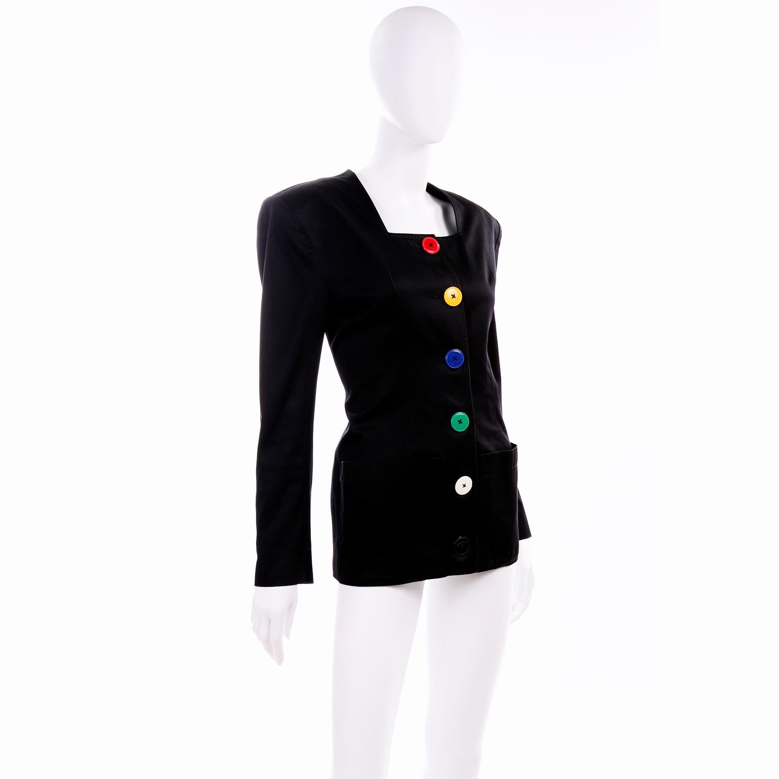 Vintage 1980s Patrick Kelly Black Cotton Jacket w His Signature ...