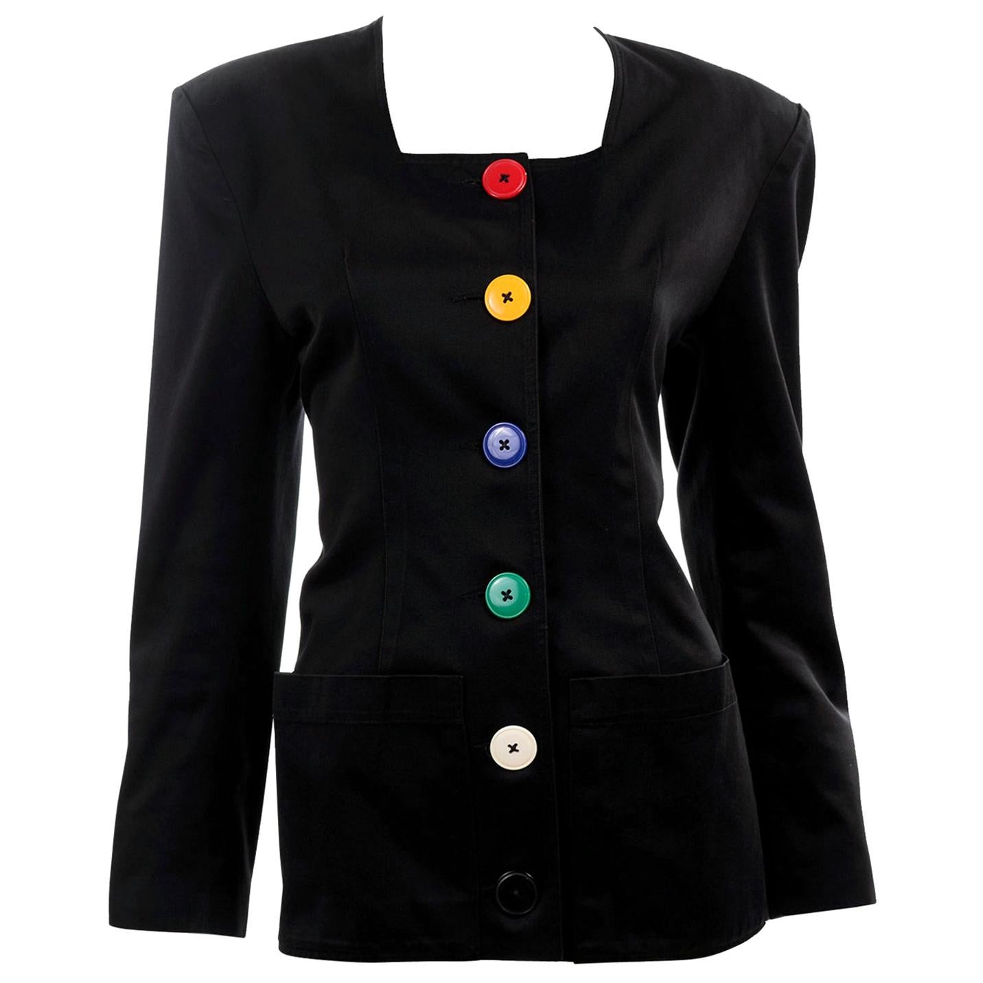 Vintage 1980s Patrick Kelly Black Cotton Jacket w His Signature ...