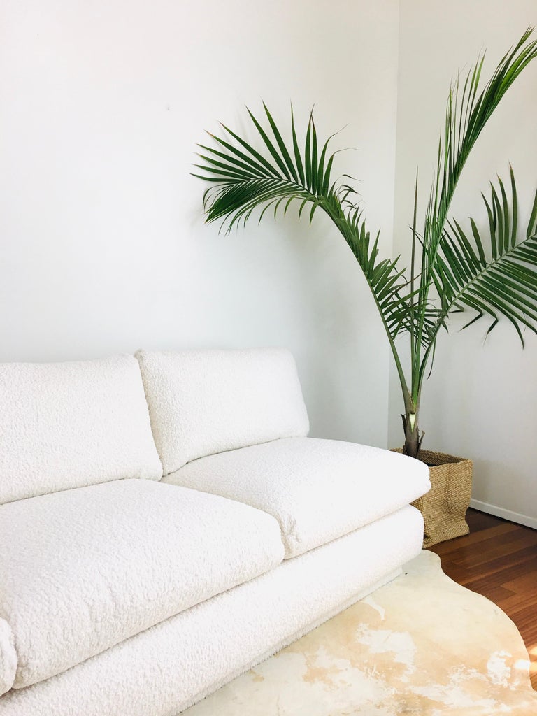 Vintage 1980s Post Modern Armless Sofa by Marge Carson in White Faux ...