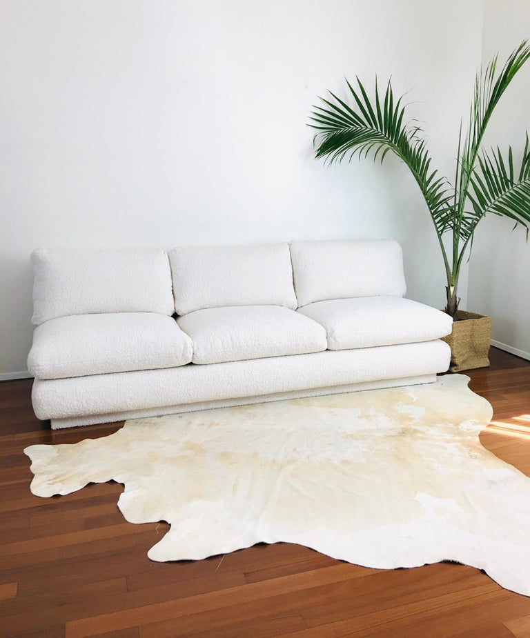 Vintage 1980s Post Modern Armless Sofa by Marge Carson in White Faux ...