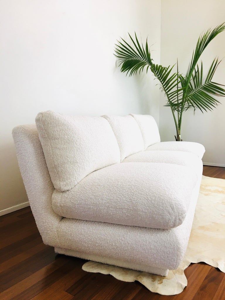 Vintage 1980s Post Modern Armless Sofa by Marge Carson in White Faux ...