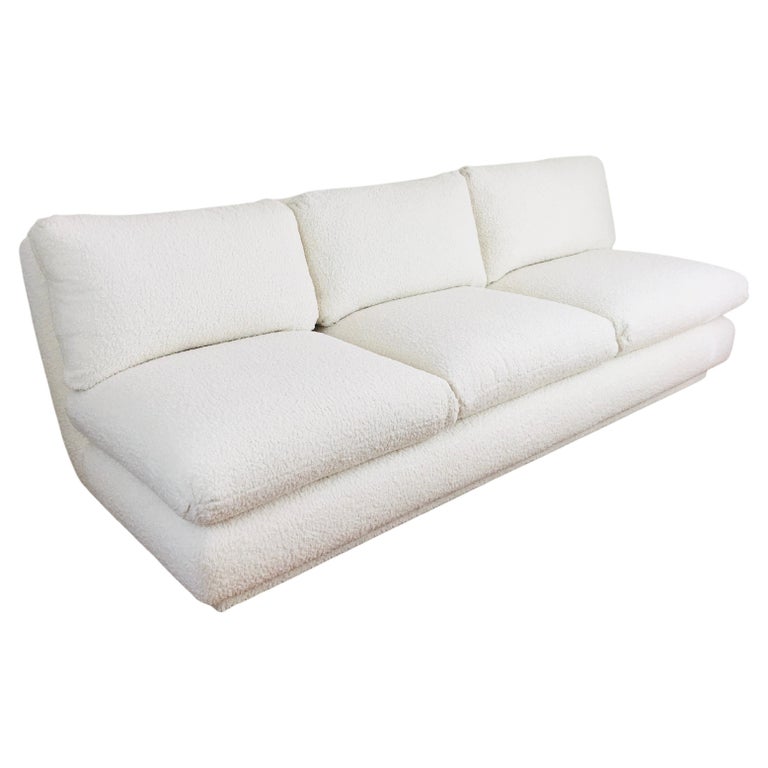 Vintage 1980s Post Modern Armless Sofa by Marge Carson in White Faux ...