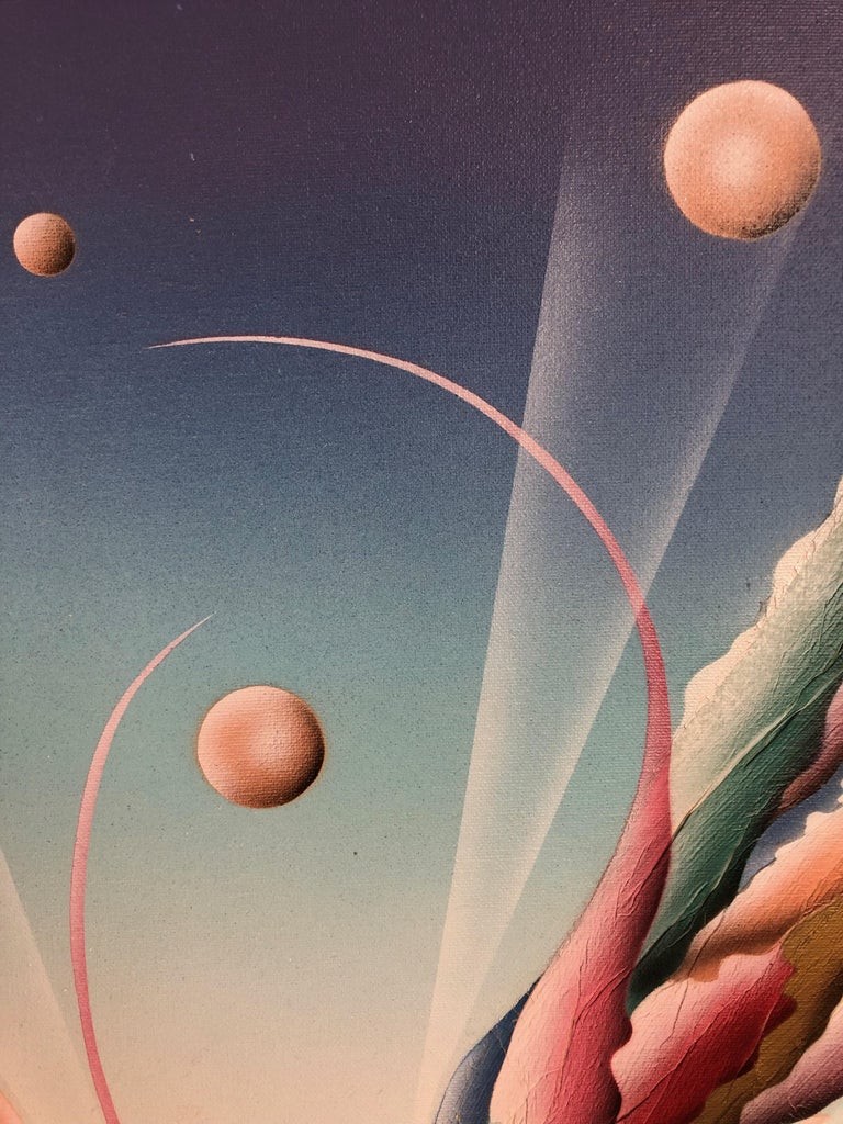 Vintage 1980s Postmodern Surrealist Painting For Sale at 1stDibs