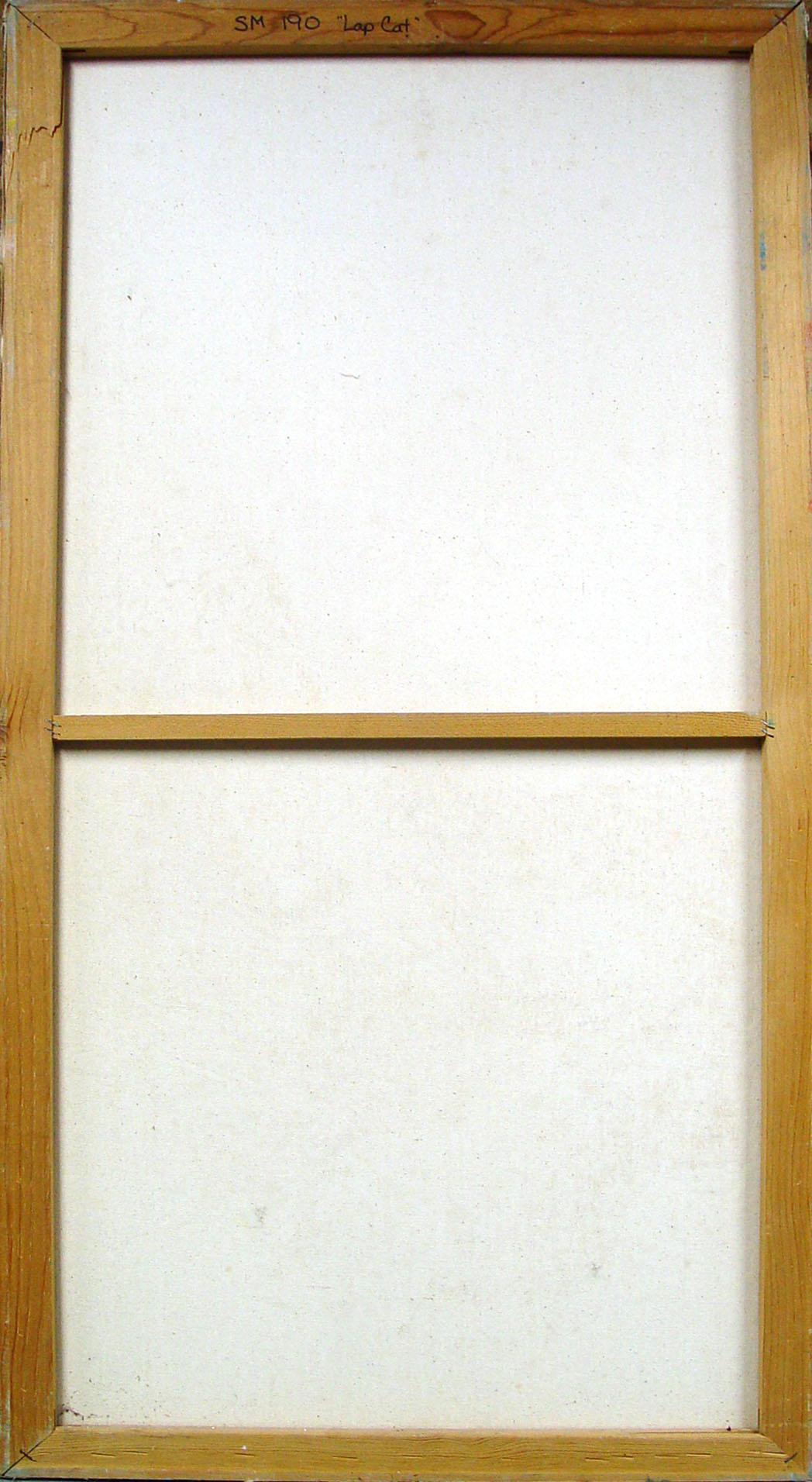 Vintage 1980s Simon Michael Lap Cat Painting For Sale at 1stDibs