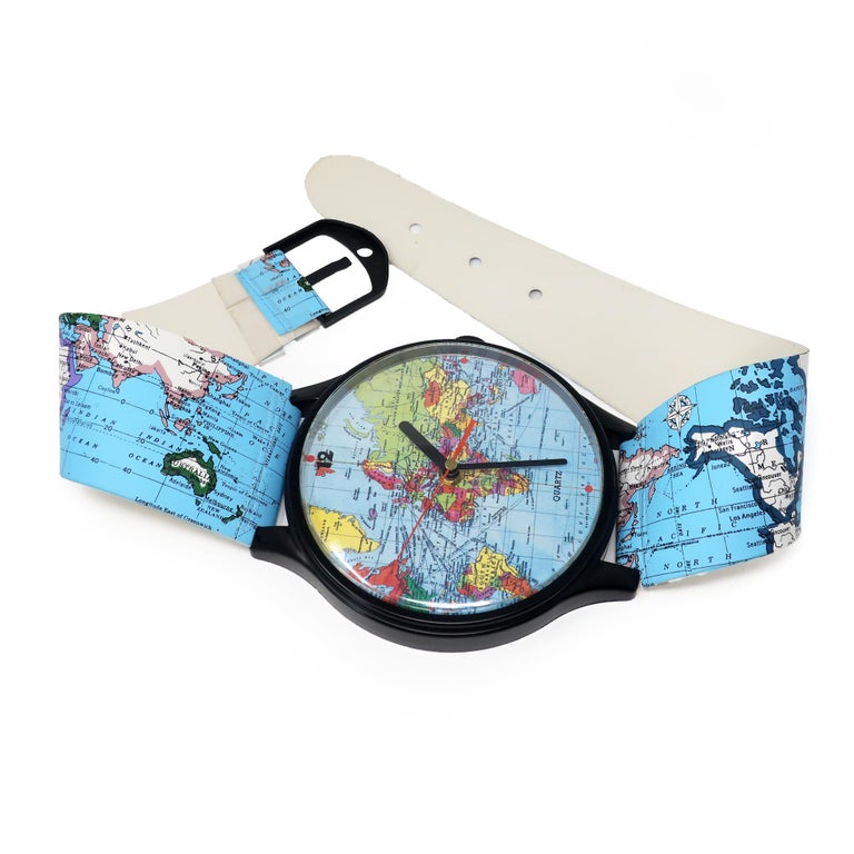 Vintage 1980s World Map Watch Wall Clock at 1stDibs