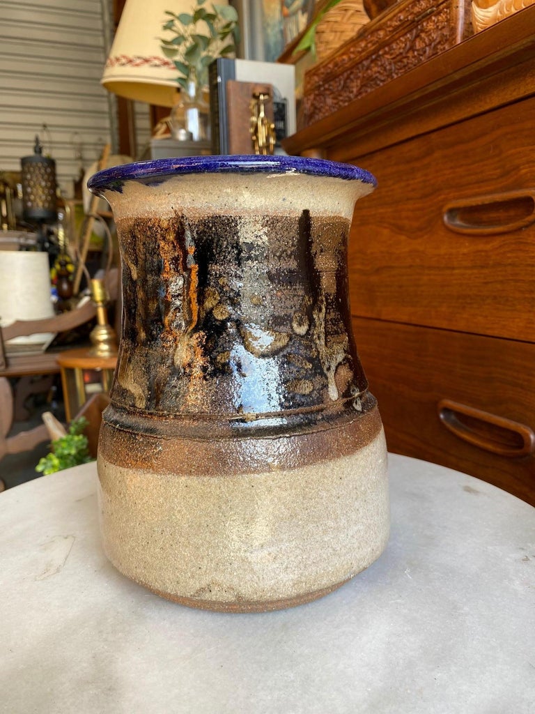 Vintage 1982 Clay Pottery Vase Signed by Carlson For Sale at 1stDibs