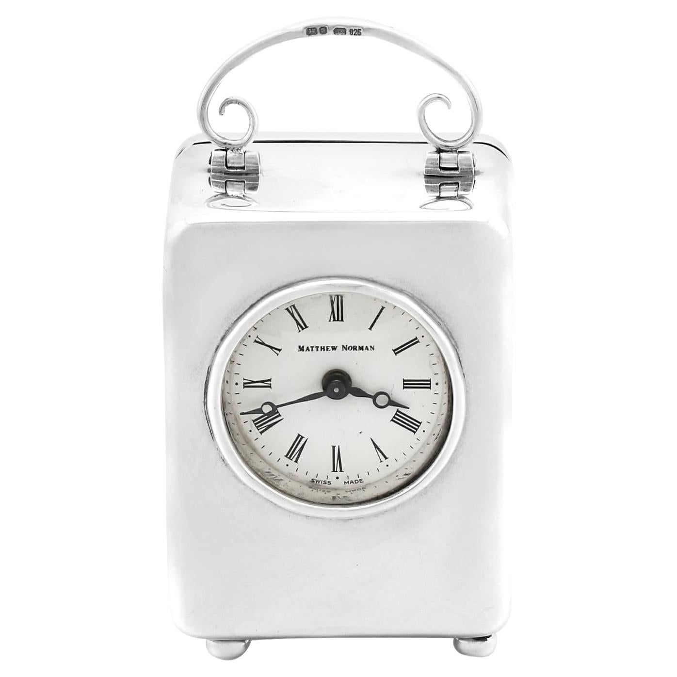 Vintage 1982 Sterling Silver Miniature Boudoir Clock For Sale at ...