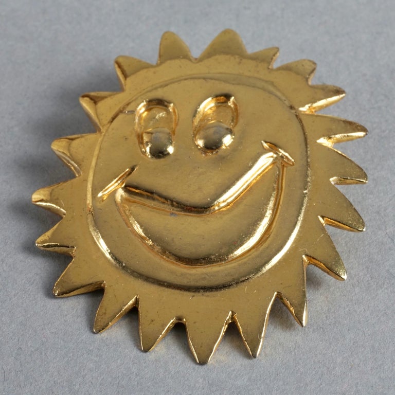 Vintage 1987 BILLY BOY Surreal Smiley Sun Face Brooch For Sale at 1stDibs