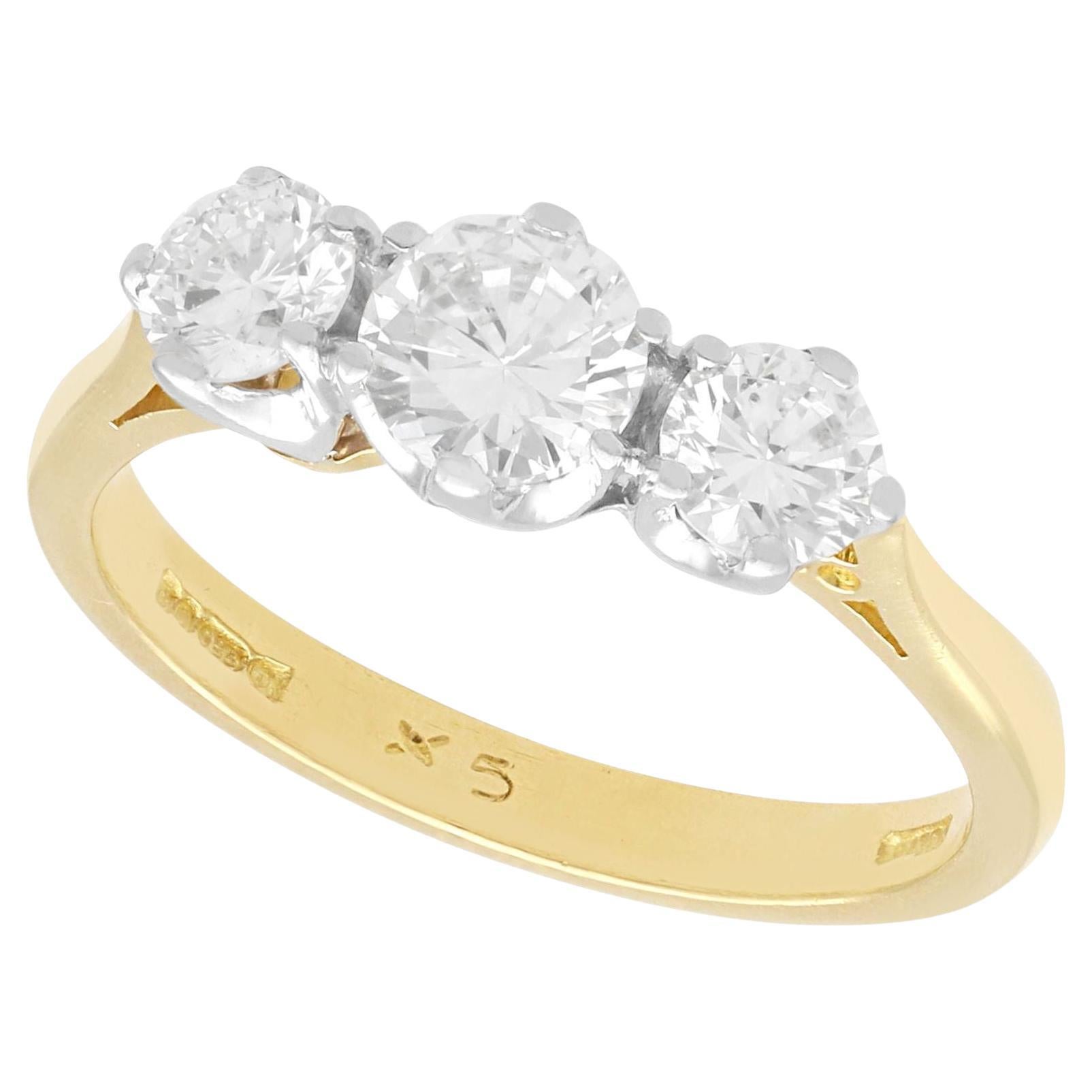 Vintage Diamond and Yellow Gold Twist Trilogy Engagement Ring For Sale ...