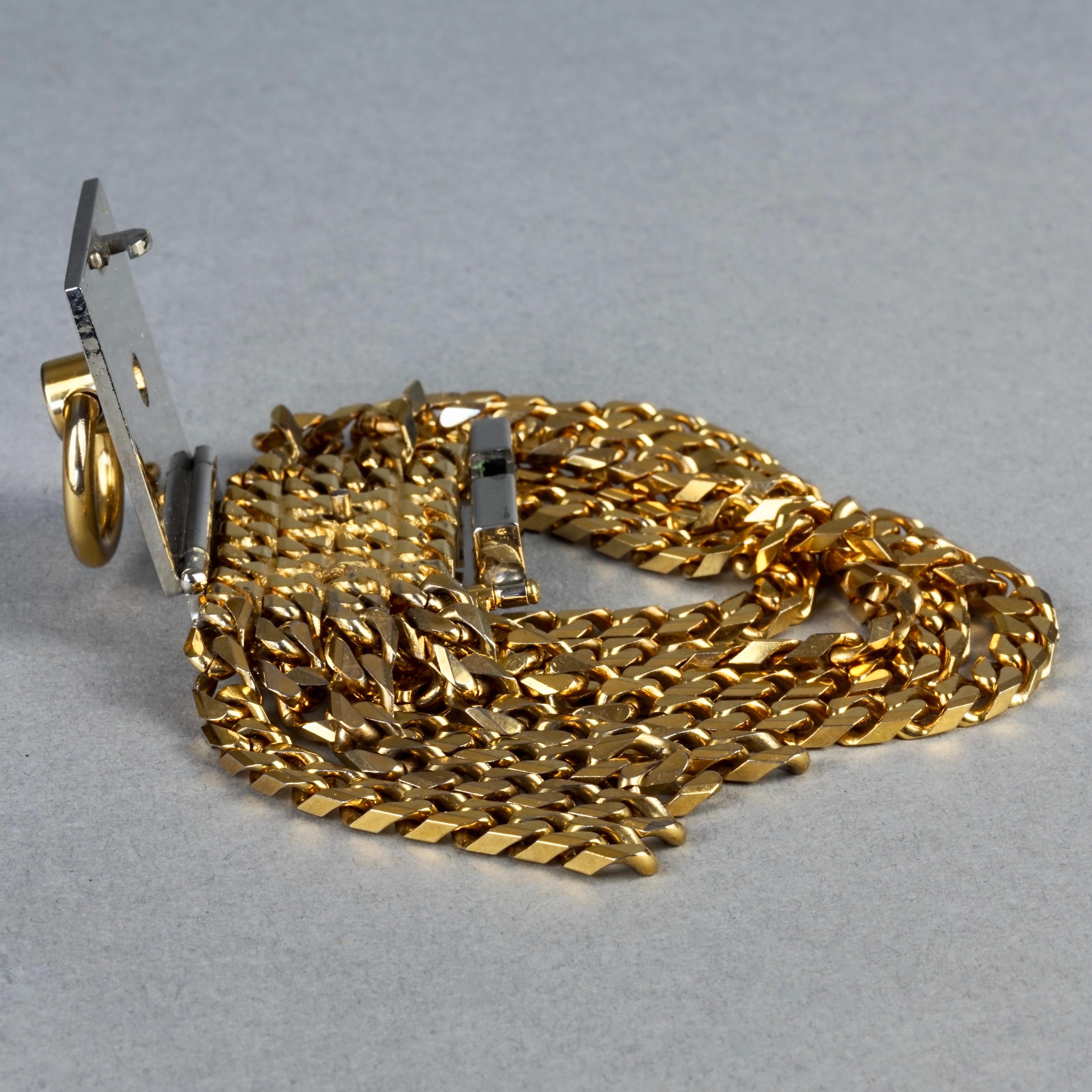 Vintage 1989 CELINE PARIS Multi Chain Two Tone Box Closure Bracelet For ...