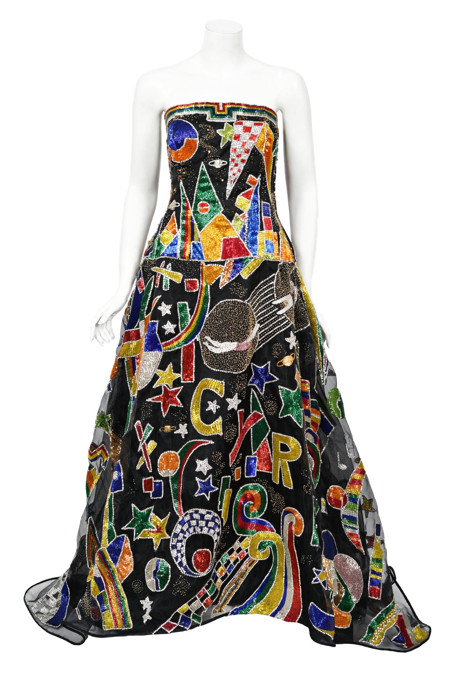 Vintage 1950's Fercioni Couture Metallic Floral Lamé Strapless ...