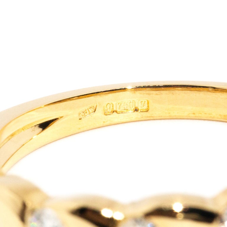 Vintage 1990s 18 Carat Yellow Gold Wave Style Bar Set Diamond Eternity ...