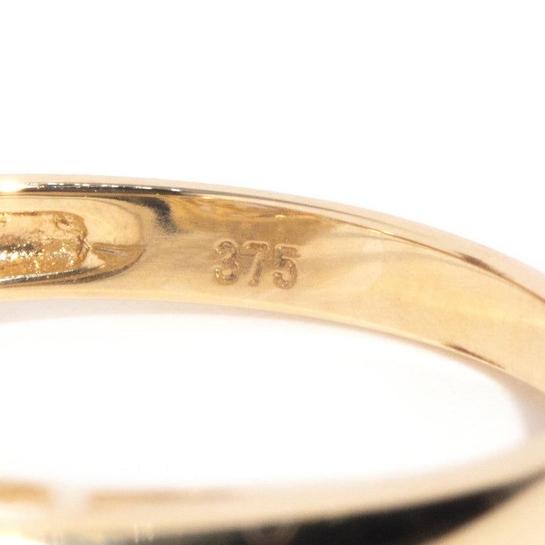 Vintage 1990s 9 Carat Gold Tanzanite and Diamond Curved Triangular ...