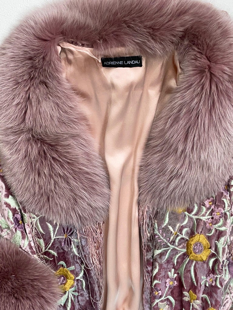 Vintage 1990's Adrienne Landau Purple Embroidered Velvet Fur 20's ...