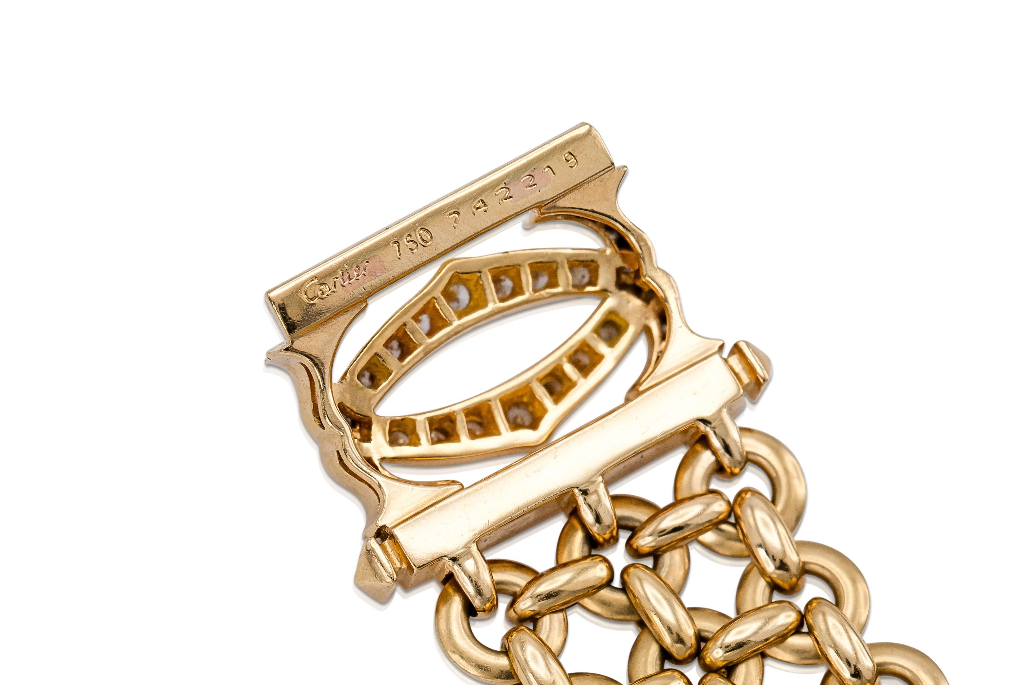 Vintage 1990s Cartier Double C Penelope 3 Row Bracelet with Diamonds ...