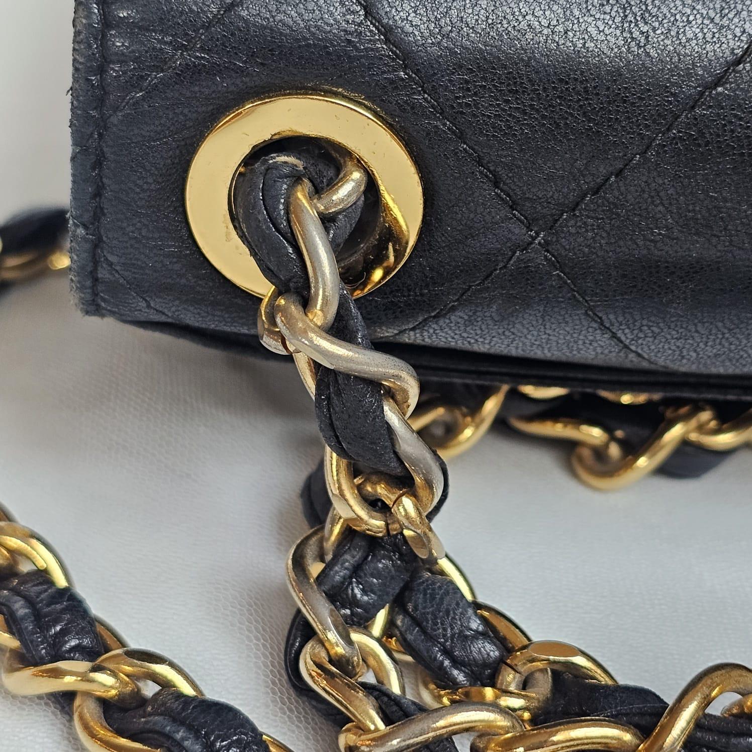 Vintage 1990s Chanel Black Lambskin Quilted Crossbody Bag For Sale at ...