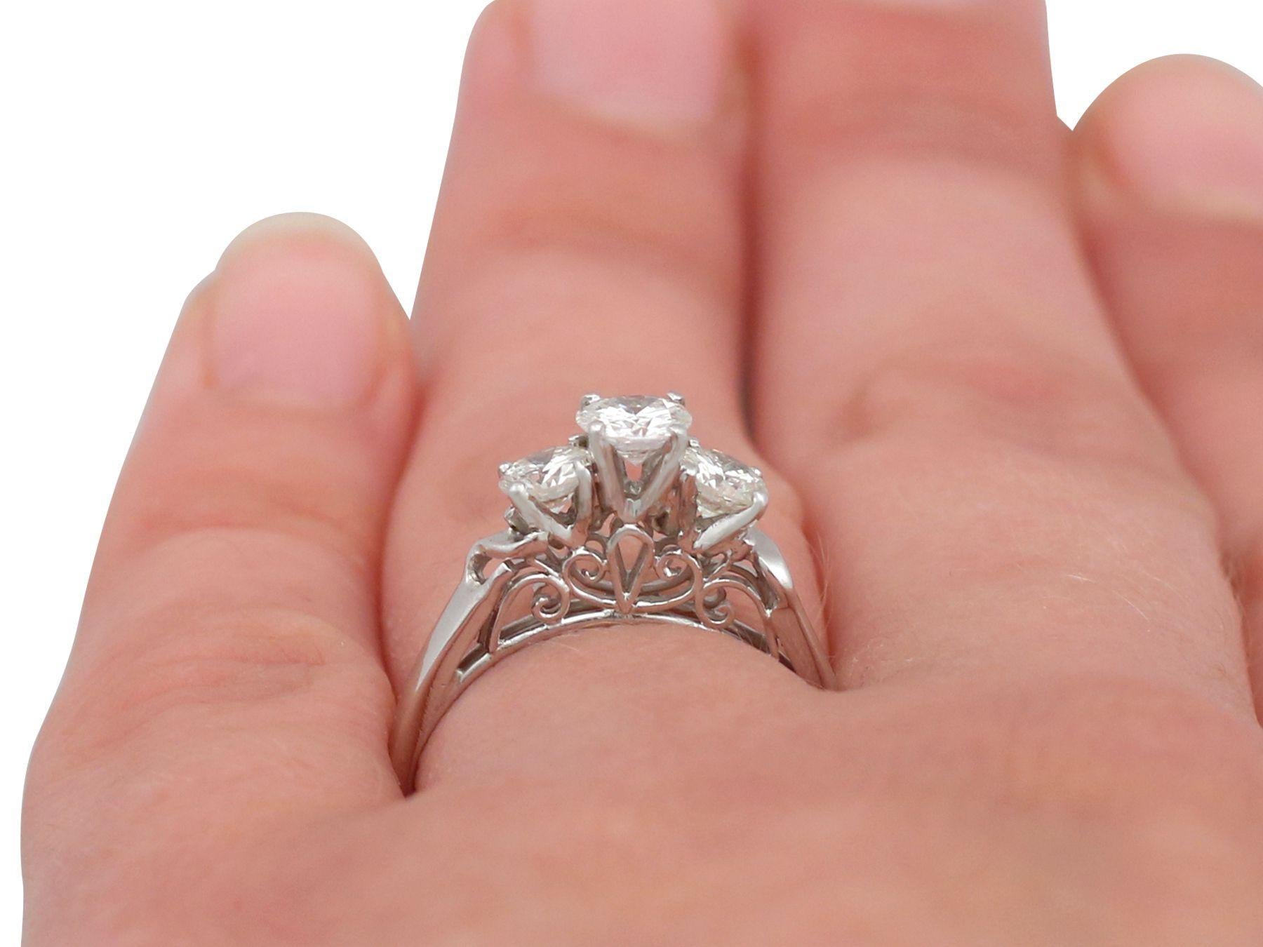 Vintage 1990s Diamond and White Gold Three-Stone Ring For Sale at ...